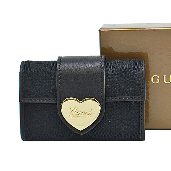Gucci | Bags | Gucci Gg Canvas Leather Key Case Keychain Black | Poshmark
